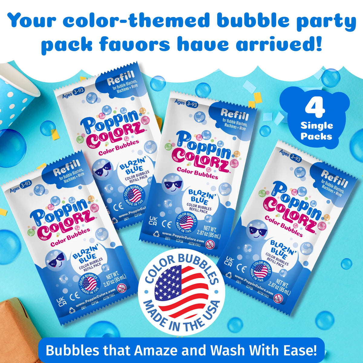 South Beach Bubbles Poppin Colorz 4-Pack Bubble Refills | Blazin' Blue ...