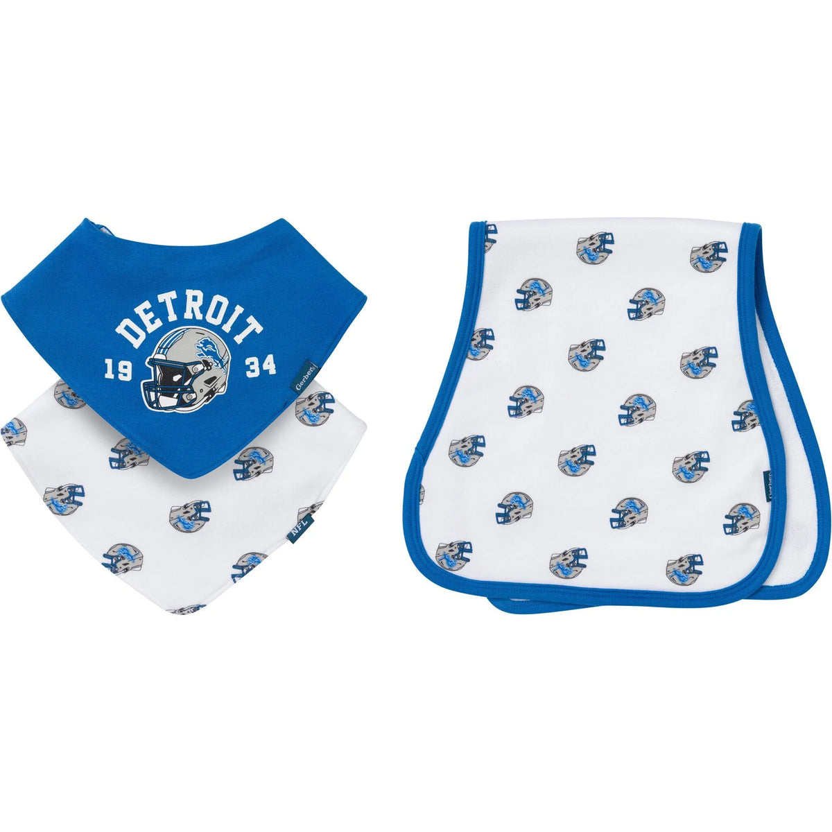 Gerber 3-Pack Detroit Lions Bibs & Burp Cloth Set – Modern Natural Baby