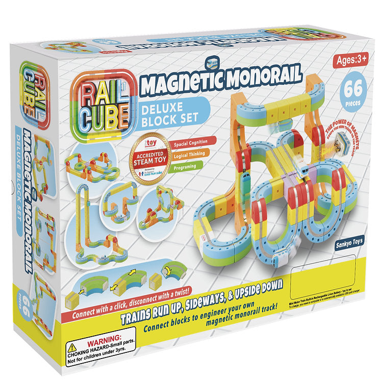 Rail Cubes Magnetic Monorail Deluxe Set – Modern Natural Baby