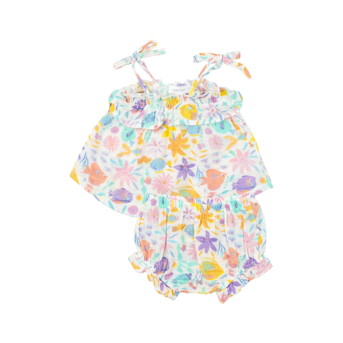 Angel Dear Ruffle Top & Bloomer | Tropical Fish Floral – Modern Natural ...